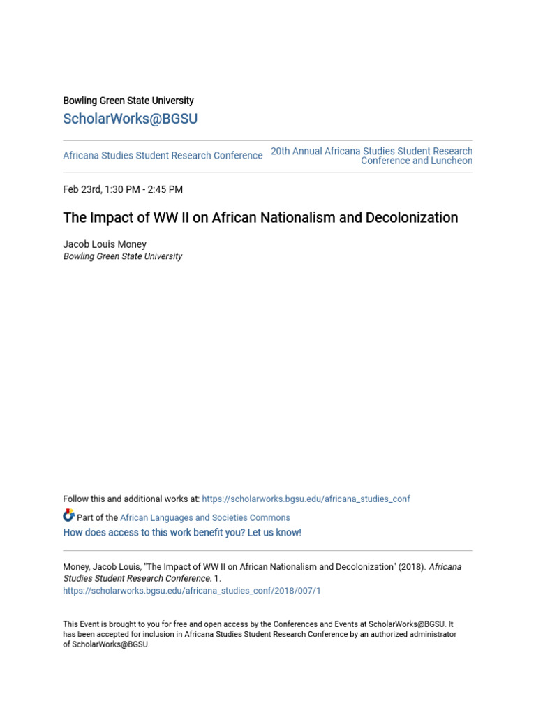 The Impact of WW II On African Nationalism and Decolonization | PDF ...