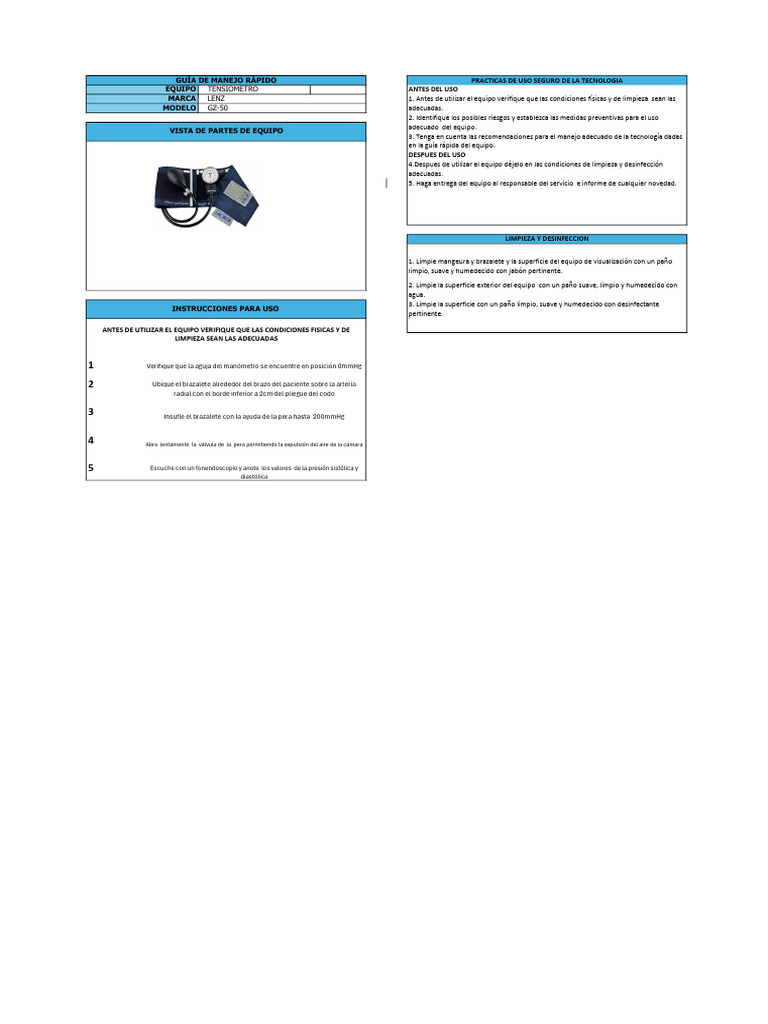 Guia Rapida Tensiometro | PDF | Sistema cardiovascular | Presión