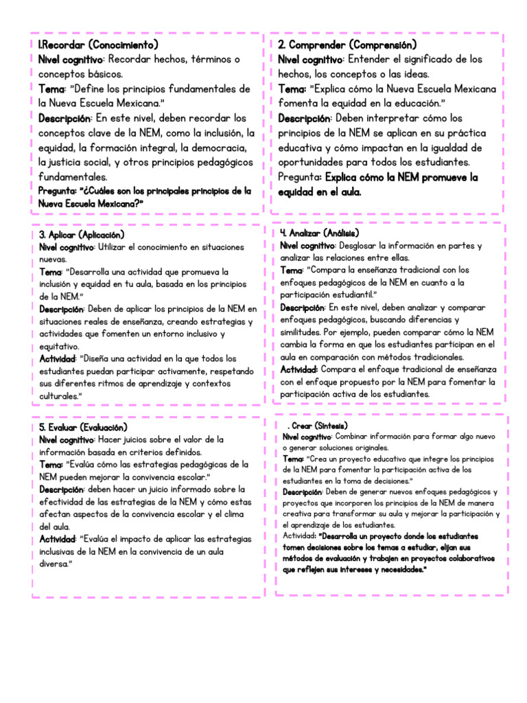 Actividad Taxonomia | PDF | Evaluación | Enseñando