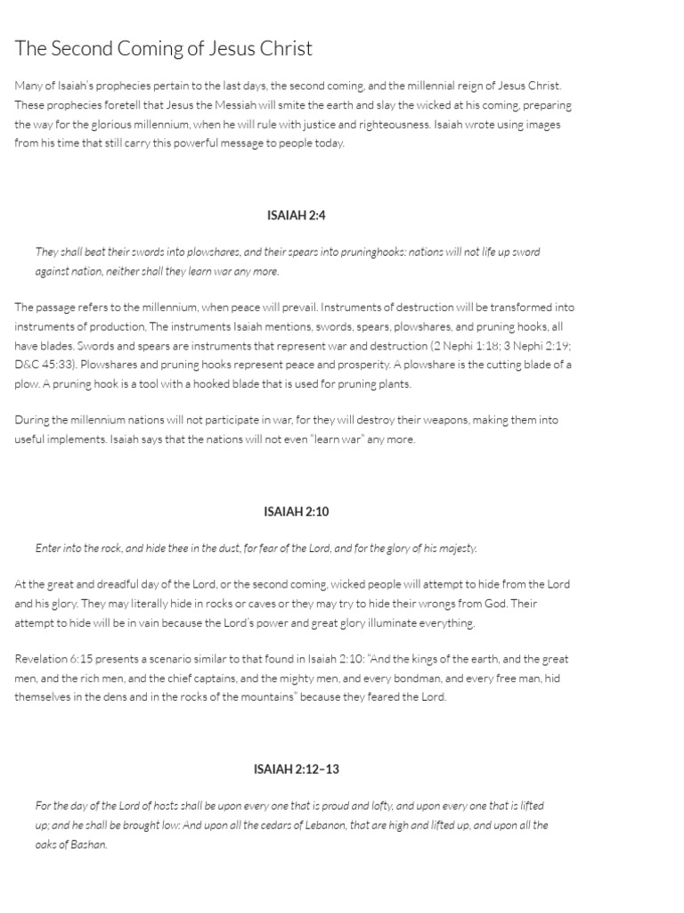 Isaiah's Prophecies on Christ's Return | PDF | Isaiah | Second Coming