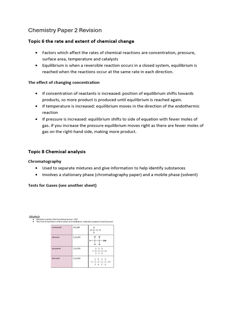 Chemistry Paper 2 Revision | PDF | Chemical Reactions | Chemical ...