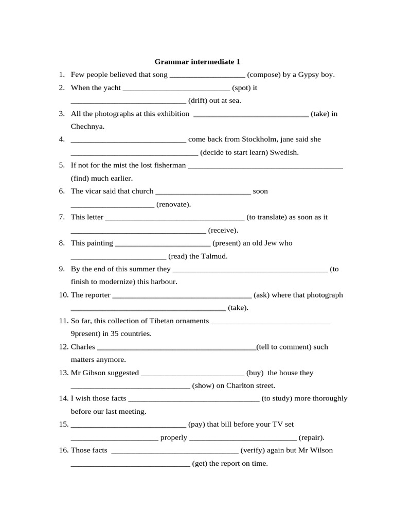 Grammar Intermediate 1 | PDF