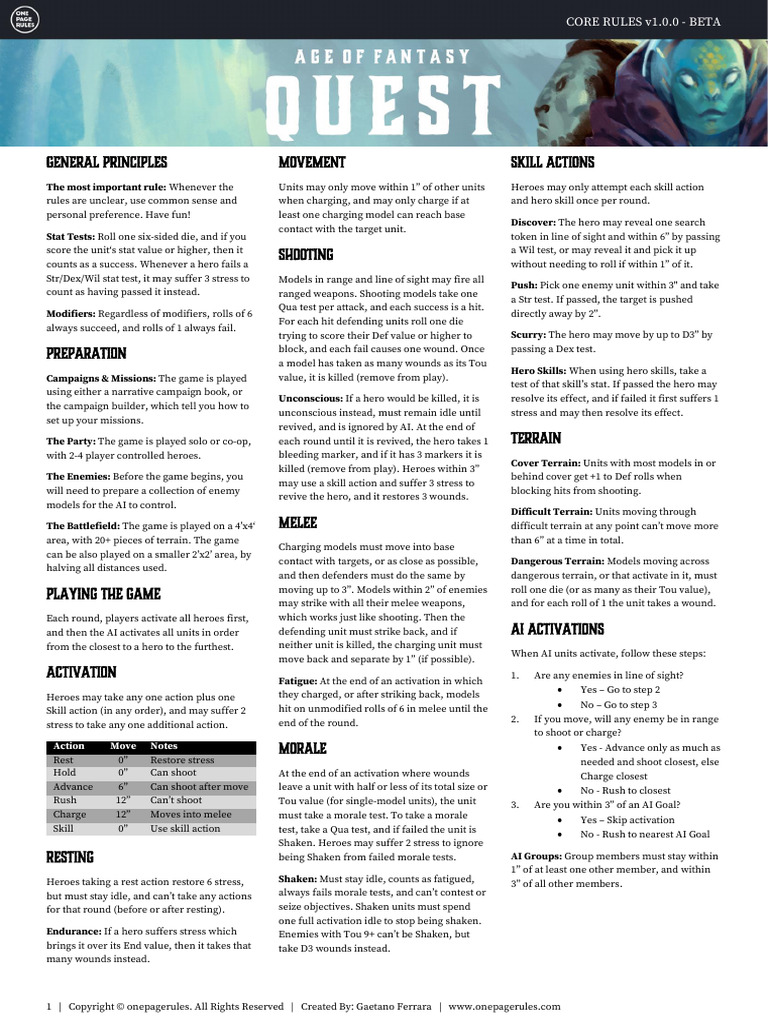 66bf532b7d9f7e211fe820fc - AoFQ - Core Rules v0.44 - BETA | PDF | Military