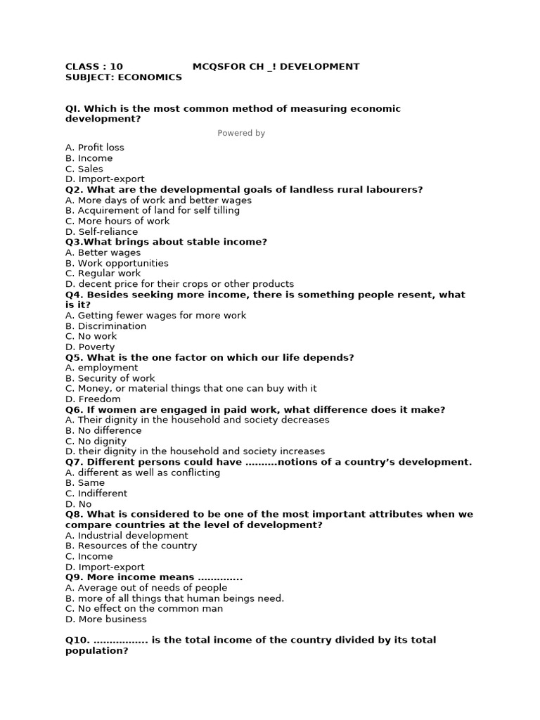 Development - MCQS, Impt Q& Ans | PDF | Sustainability | Human Development Index