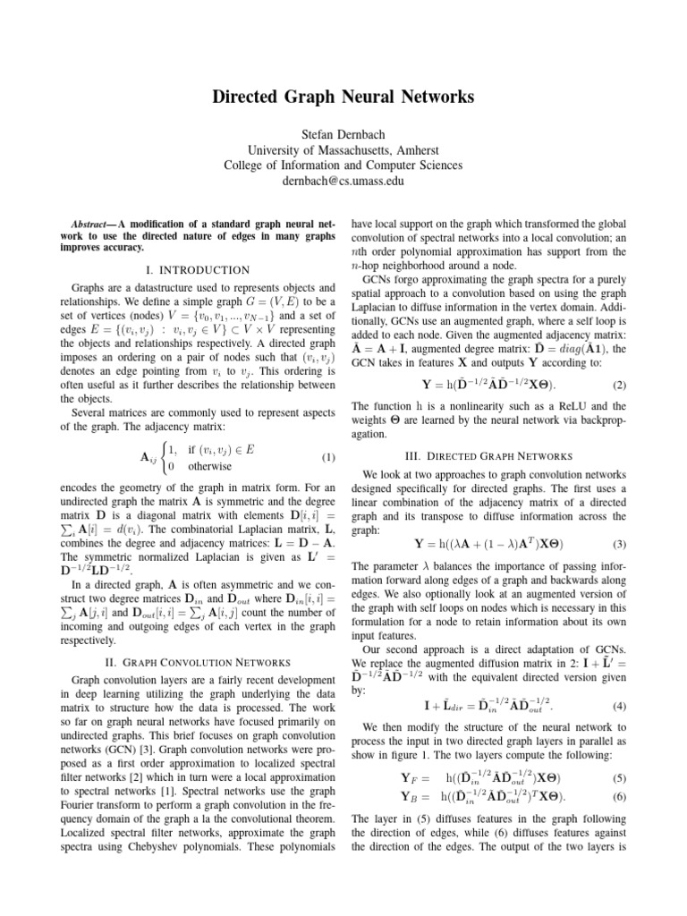 Directed_Graph_Neural_Networks | PDF | Matrix (Mathematics) | Vertex (Graph Theory)