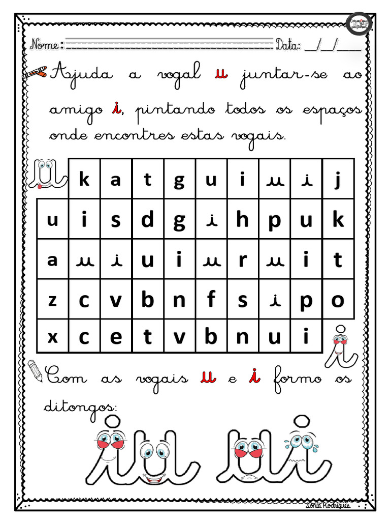 Fichas de Trabalho Com Ditongos - Sónia Rodrigues | PDF