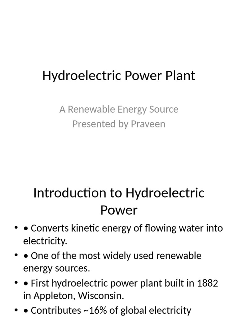 Hydroelectric Power Plant Presentation | PDF