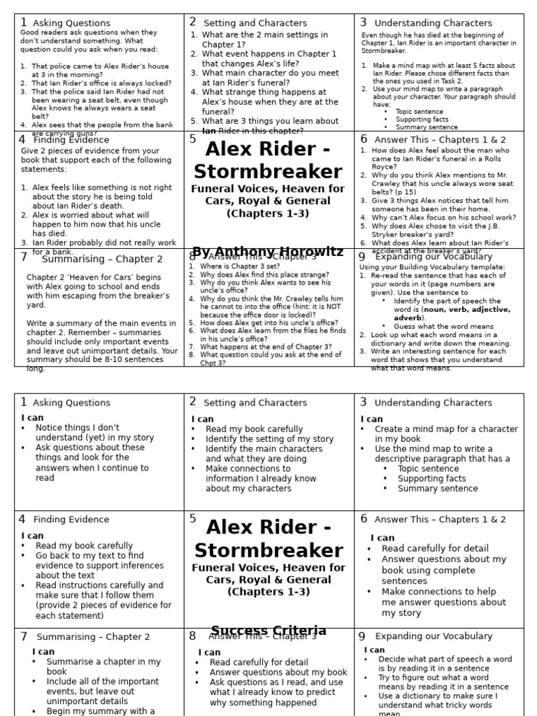 Alex Rider Stormbreaker RC Task Mats W Answers | PDF | Adverb