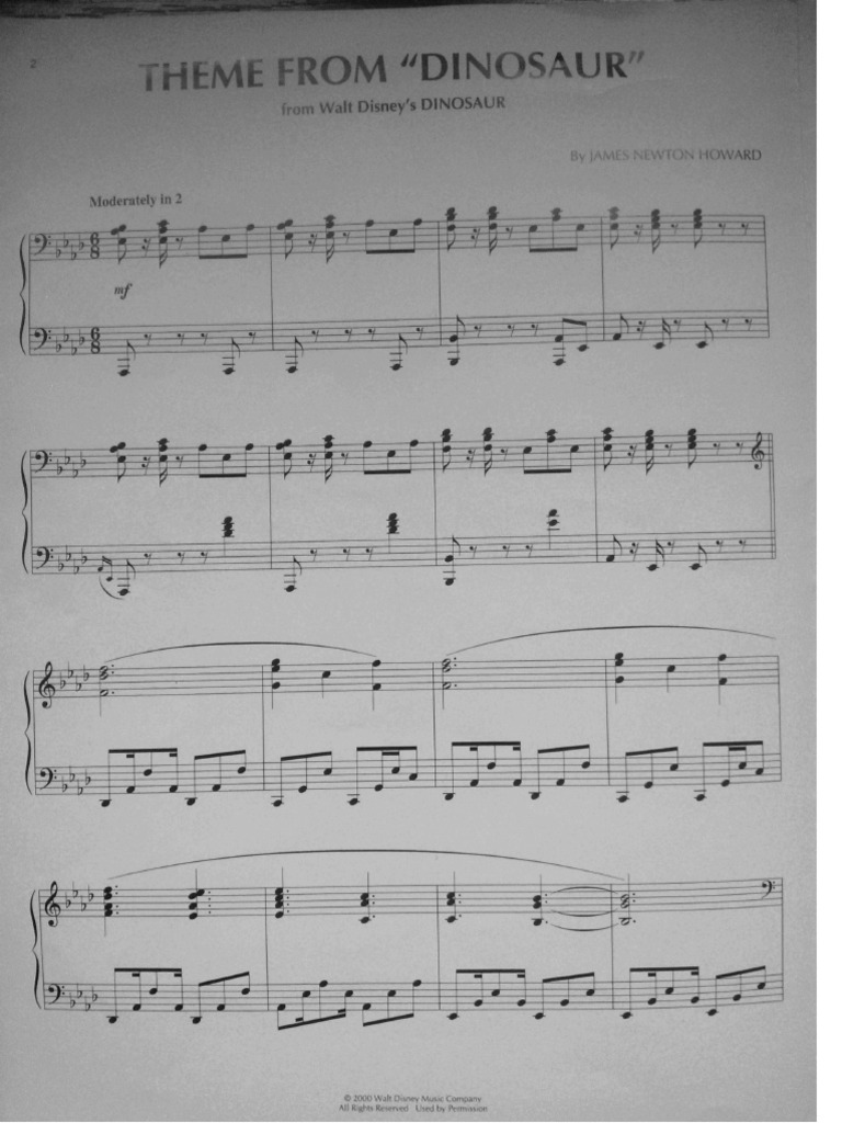 Dinosaur Theme (Piano) - Page 1 and 2 | PDF