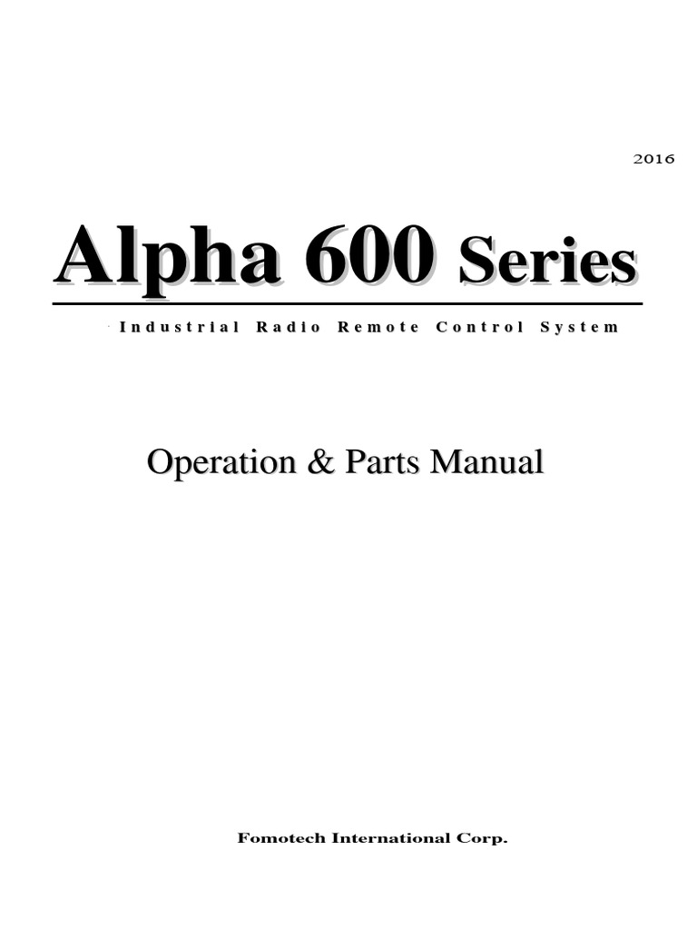 Alpha 600 Series Remote Manual | PDF | Relay | Power Supply