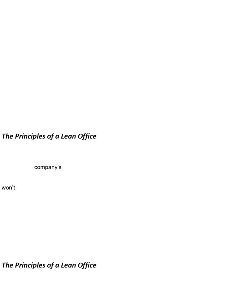 The Principles of A Lean Office | PDF | Lean Manufacturing | Goal