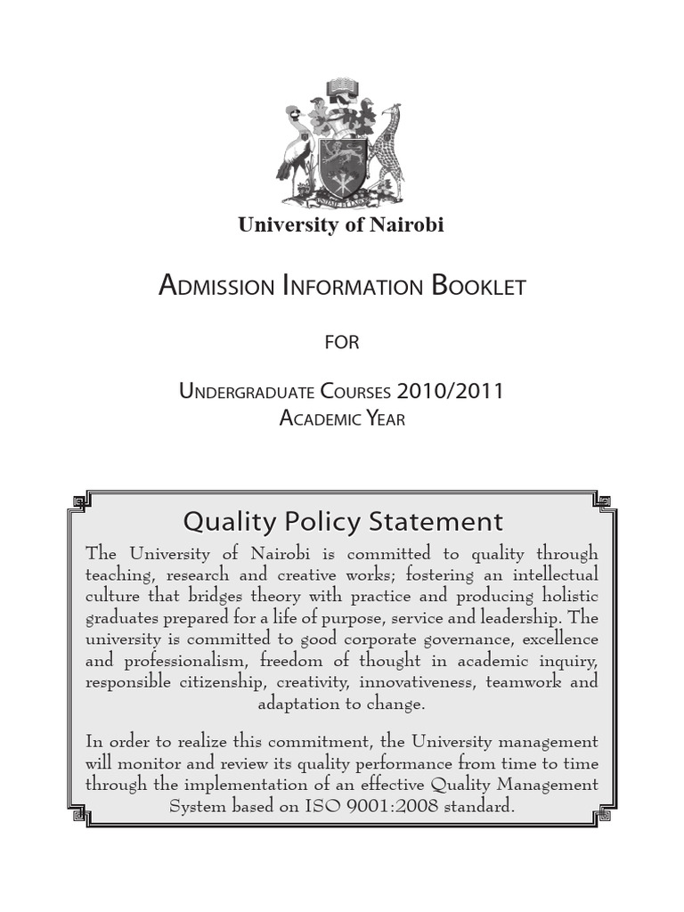 UoN Admission Book | PDF | Bachelor's Degree | Academic Degree