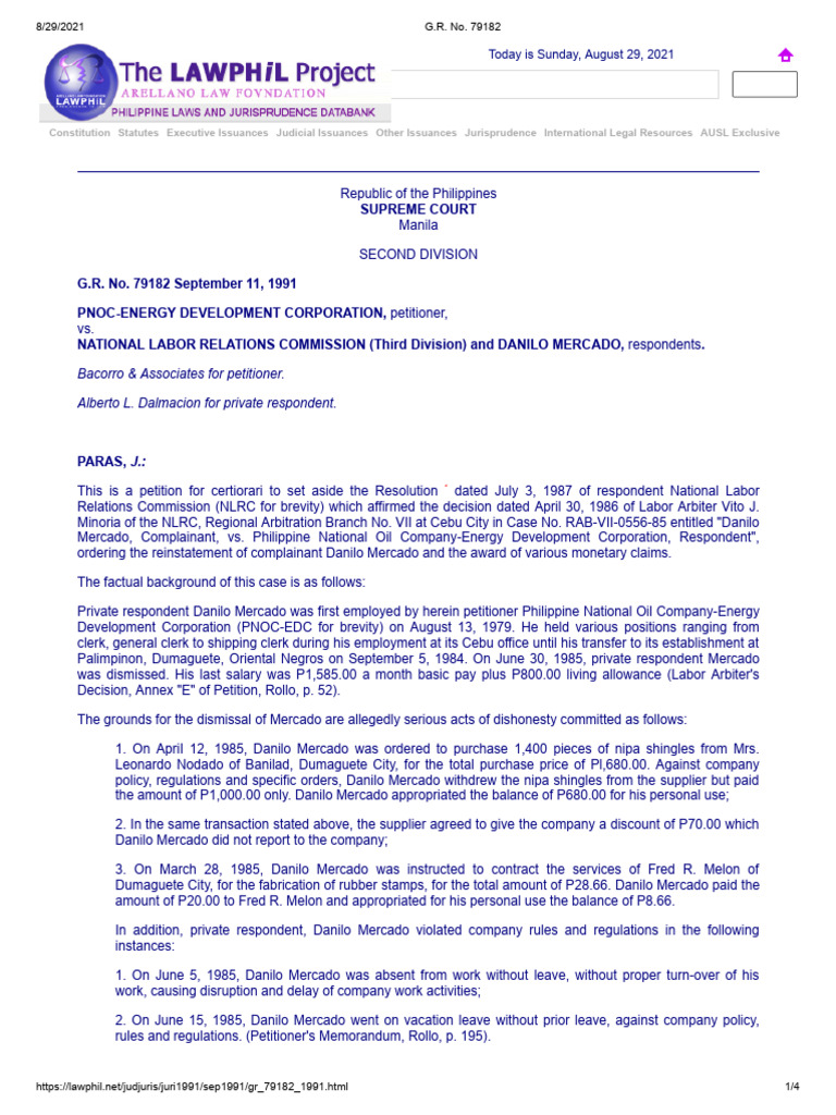 PNOC-EDC Vs NLRC and Mercado | PDF | Constitution | Arbitration