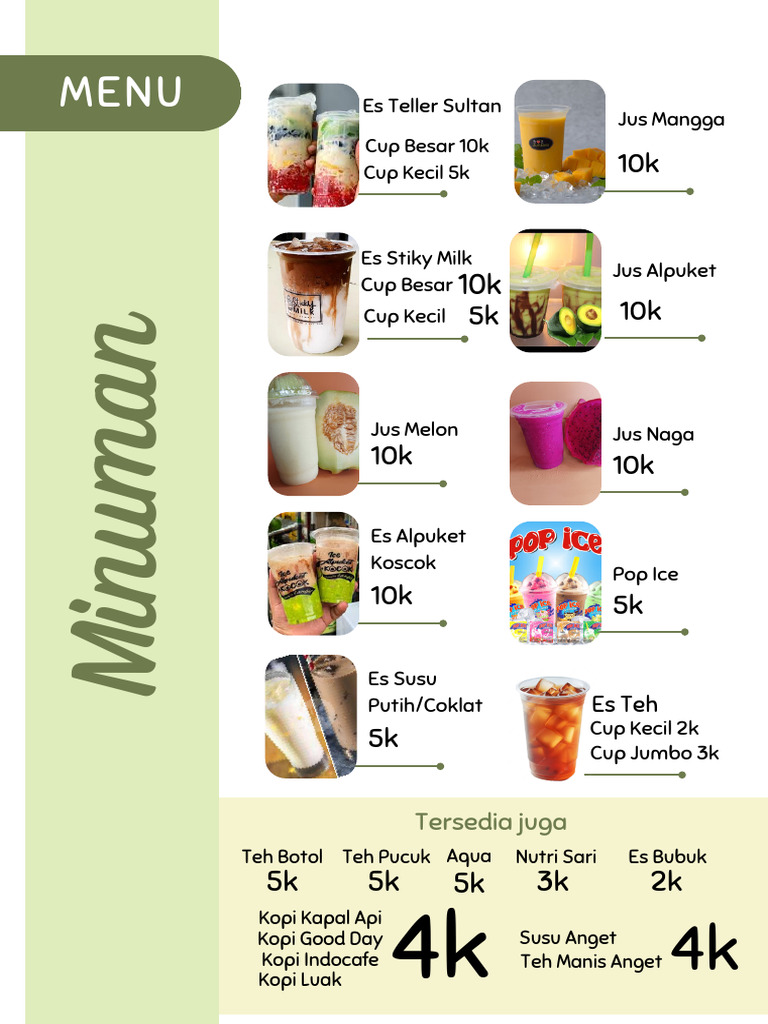 Menu kafe minuman jus buah segar kedai foto (1) | PDF