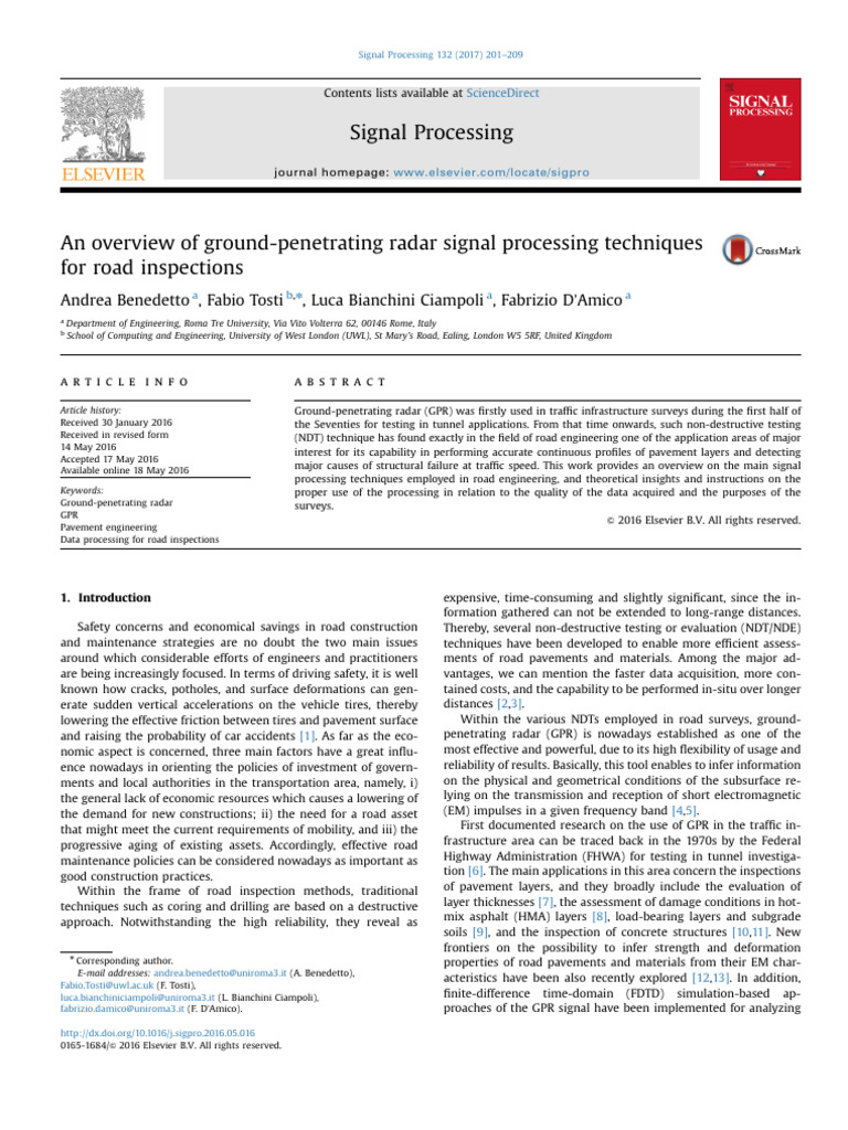 An overview of ground-penetrating radar signal processing techniques ...
