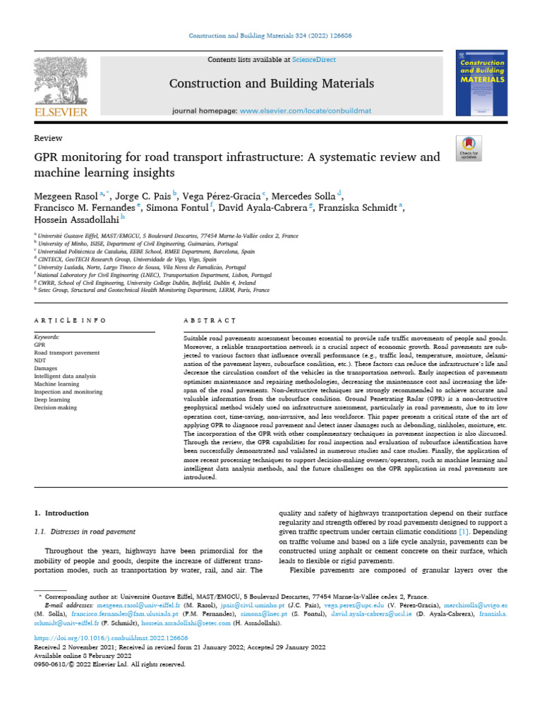 GPR Monitoring For Road Transport Infrastructure: A Systematic Review ...