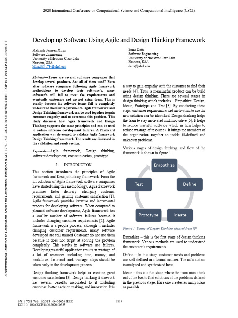 Developing Software Using Agile and Design Thinking Framework | PDF ...