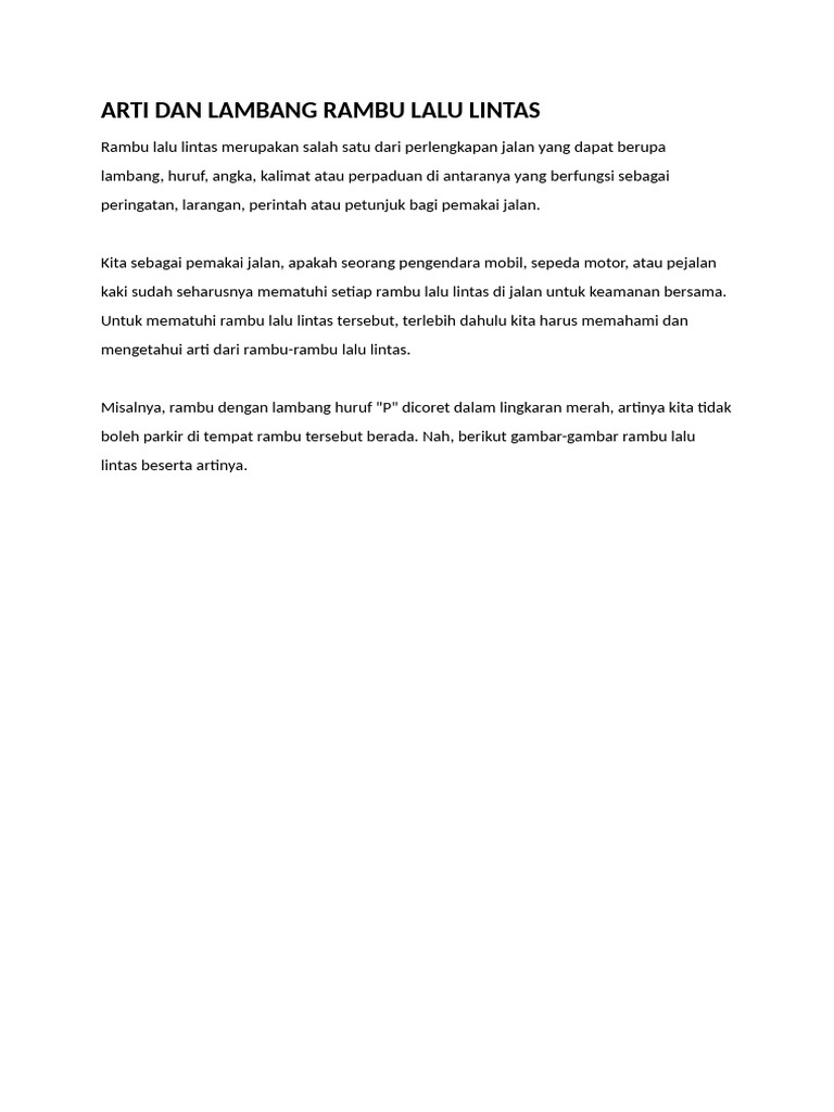 Arti Dan Lambang Rambu Lalu Lintas | PDF