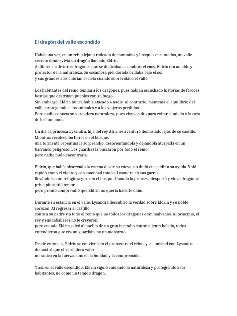 Eldrin: El dragón guardián del valle | PDF
