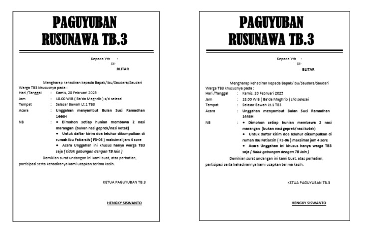 Undangan Unggahan Ramadhan TB3 2025 | PDF
