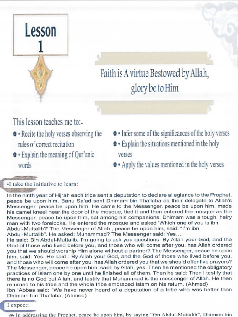 U3. l1. Faith Is A Virtue Bestowed by Allah Glory Be To Him. | PDF