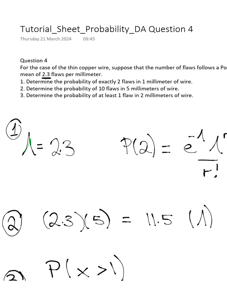 Tutorial Sheet Probability DA Question 4 | PDF
