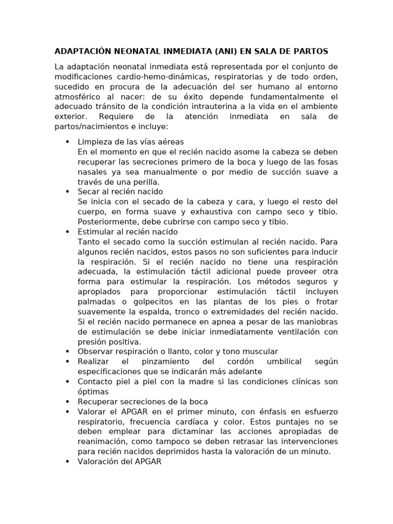 Adaptación Neonatal | PDF | Infantes | Respiración