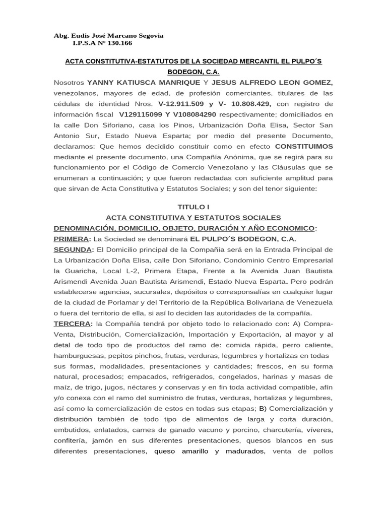 COMPAÑIA ANONIMA PUPLPO´S BODEGON TERMINADO | PDF | Hoja de balance | Dividendo