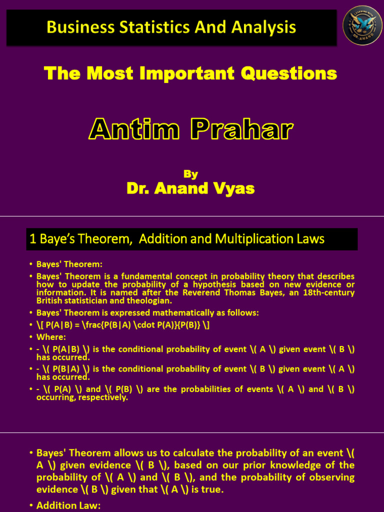 Imp Notes Buss Analysis | PDF | Statistics | Regression Analysis