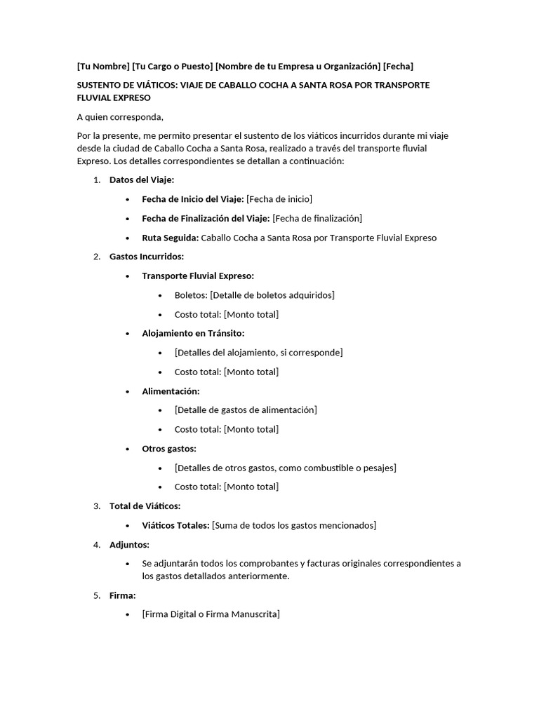 Propuesta DE VIATICOS | PDF