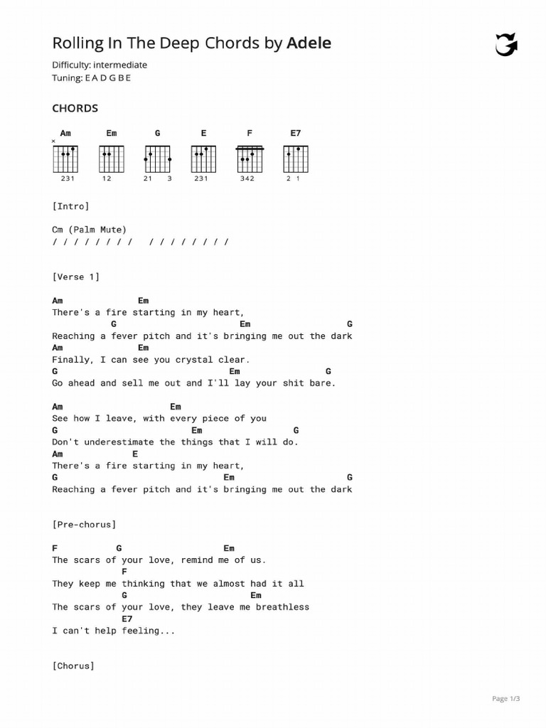 Rolling in The Deep - Chords | PDF