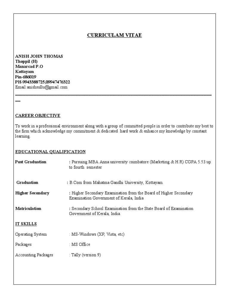 Anish CV | PDF | Career & Growth | Social Science