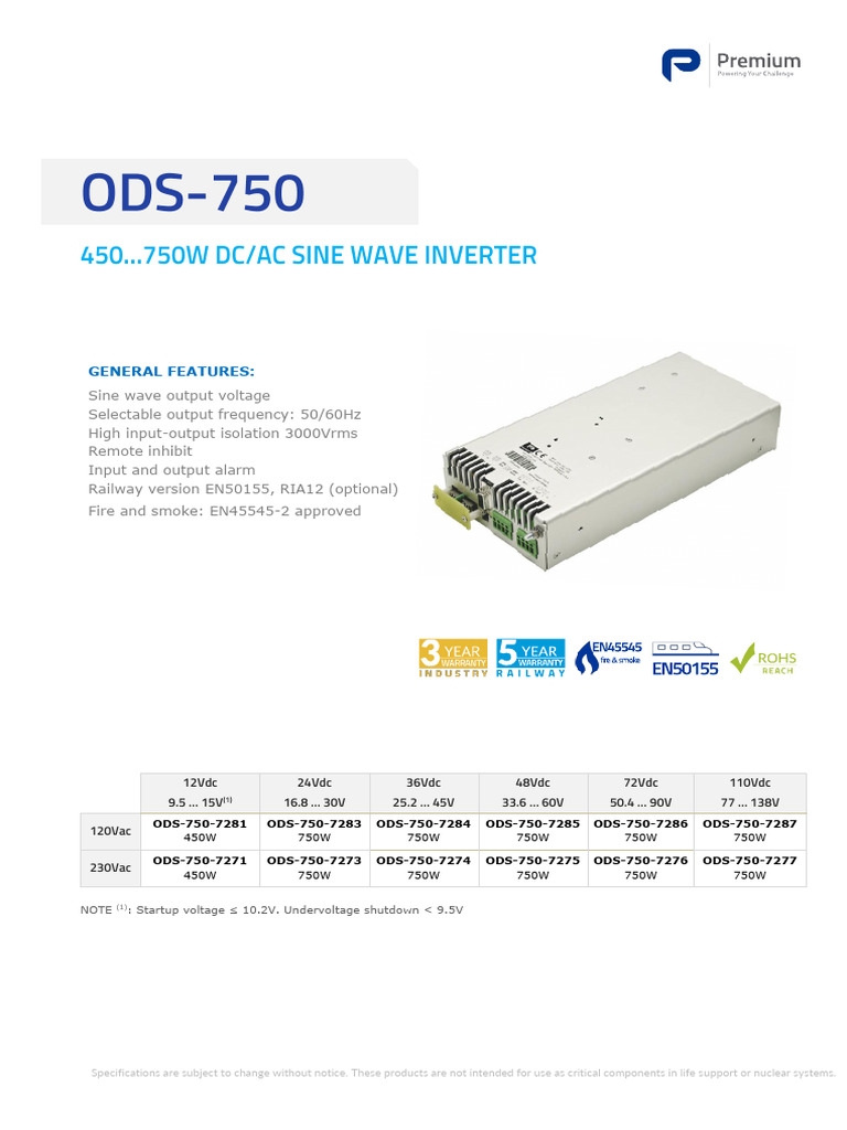 ODS-750 750W Sine Wave Inverter Specs | PDF | Electrical Circuits ...