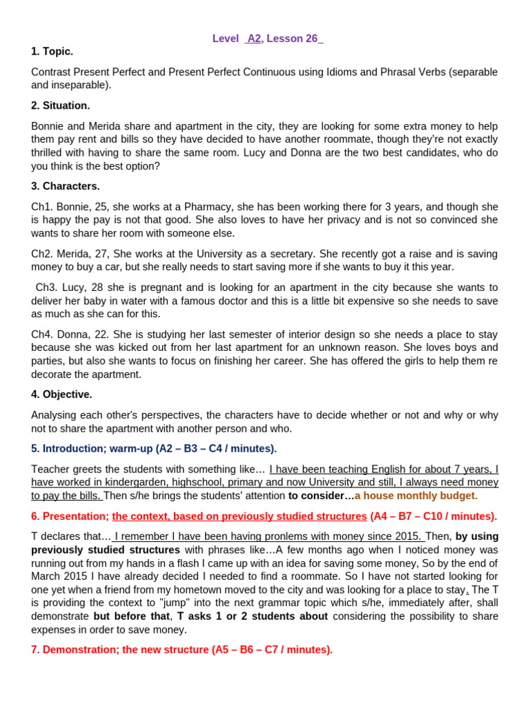 A2 Lesson Plan 26 (Check phrasal verbs) | PDF | Semantic Units | Grammar