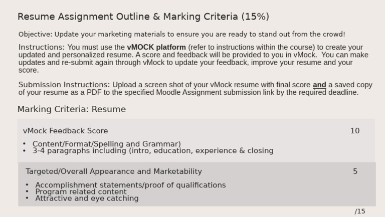 vMock Resume Assignment Guide | PDF