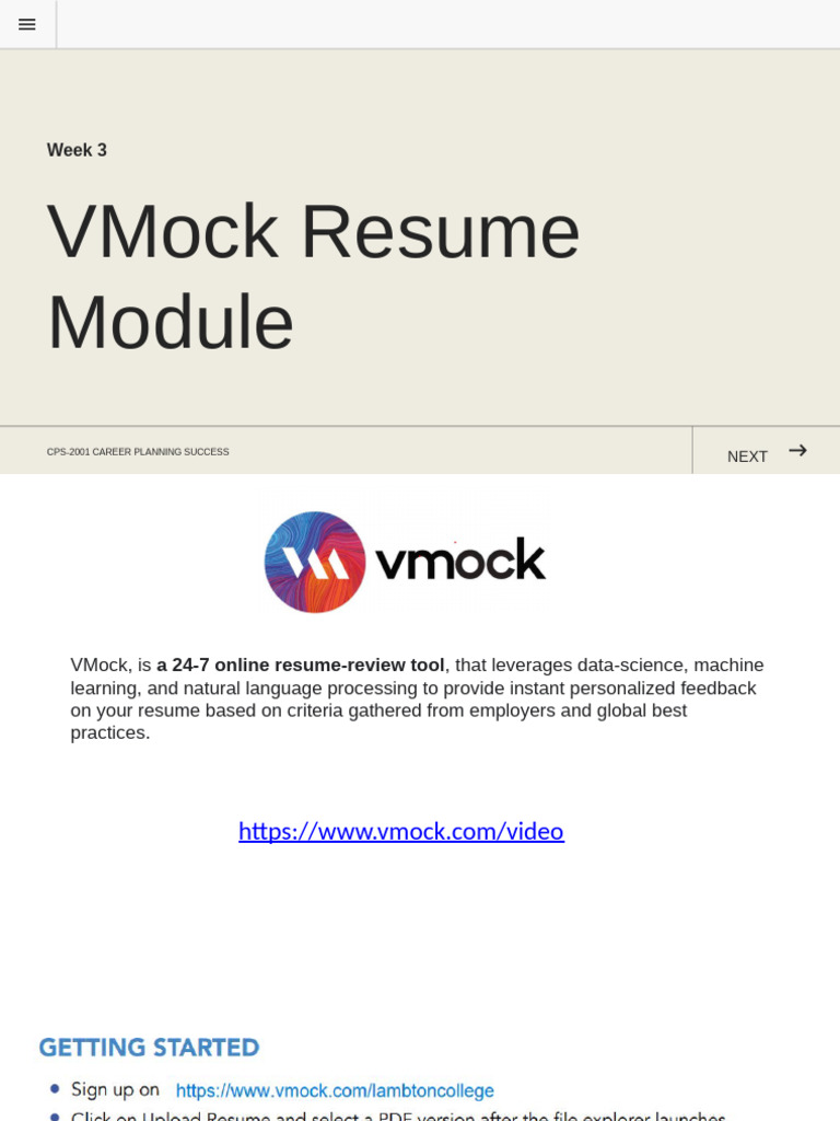 VMock Resume Guide for Lambton College | PDF | Linked In | Résumé