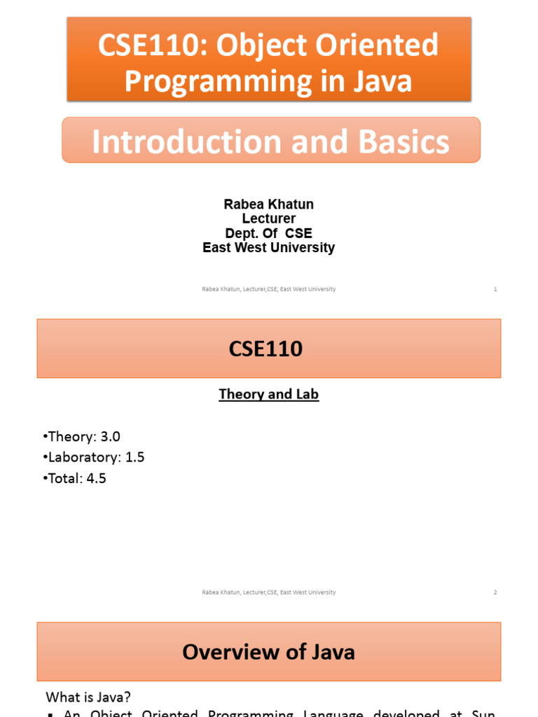Introductin To Java and Basics | PDF | Java Virtual Machine | Java (Programming Language)