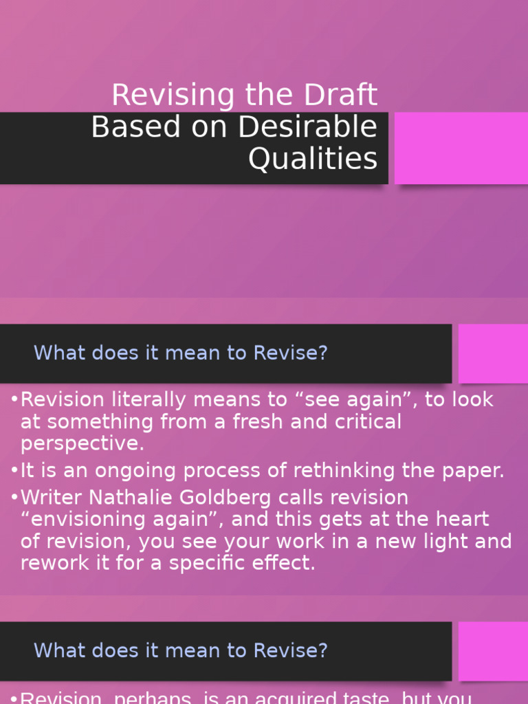 Revising The Draft Week 5 | PDF | Narration | Creative Nonfiction