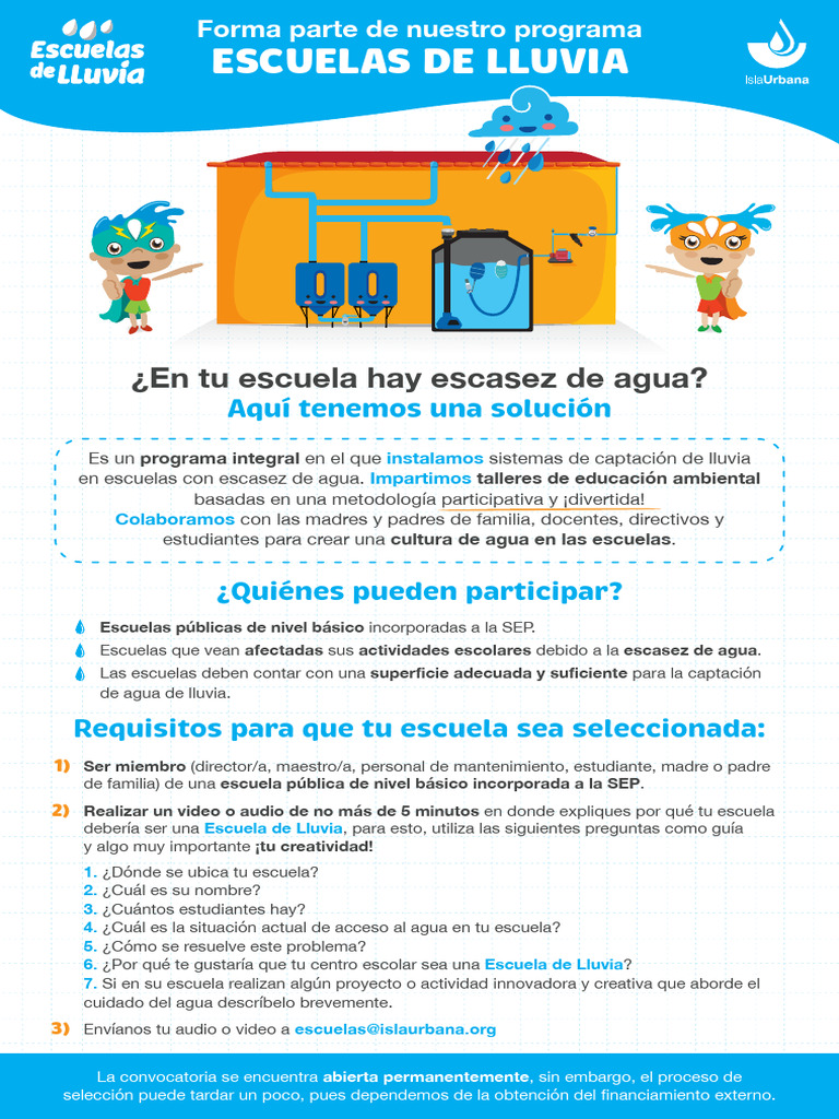 Programa Escuelas de Lluvia: Captación de Agua | PDF