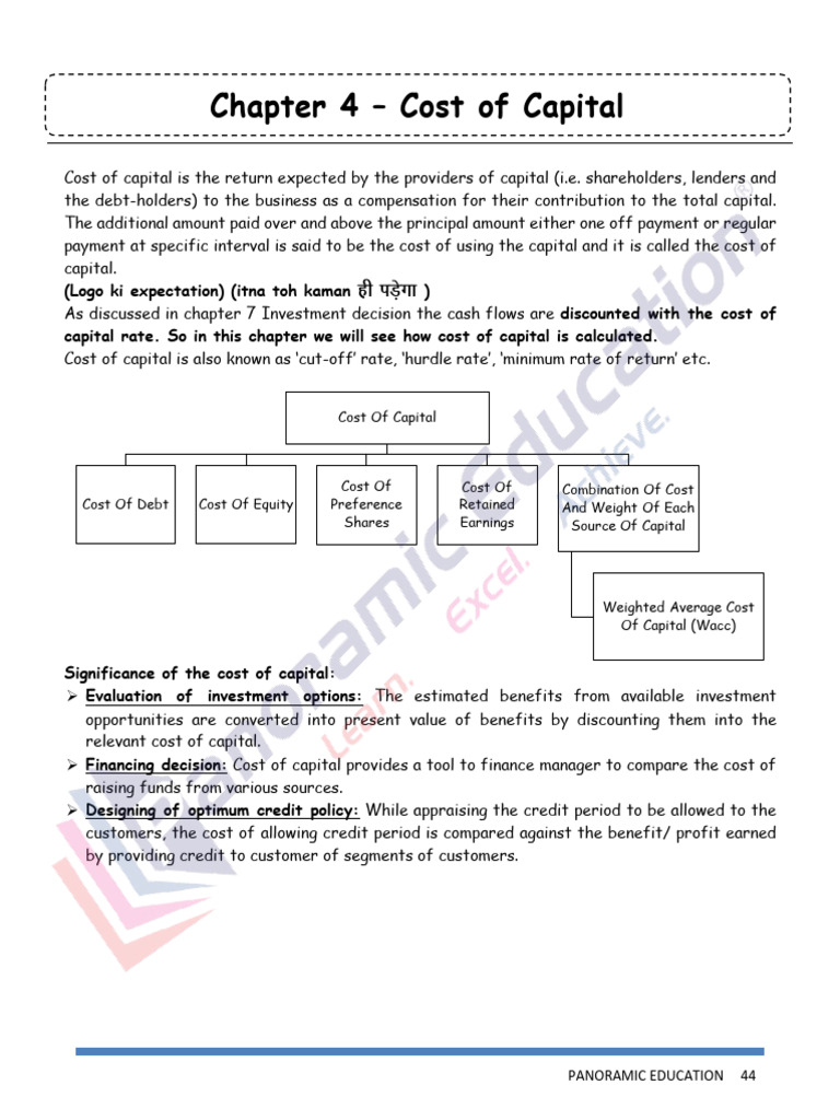 Cost of Capital Summary | PDF | Cost Of Capital | Preferred Stock