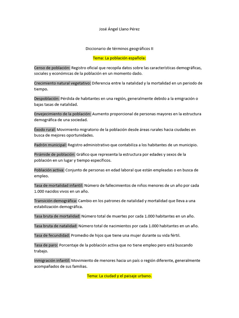 Diccionario de Términos Geográficos (Ii) | PDF | Agricultura | Demografía