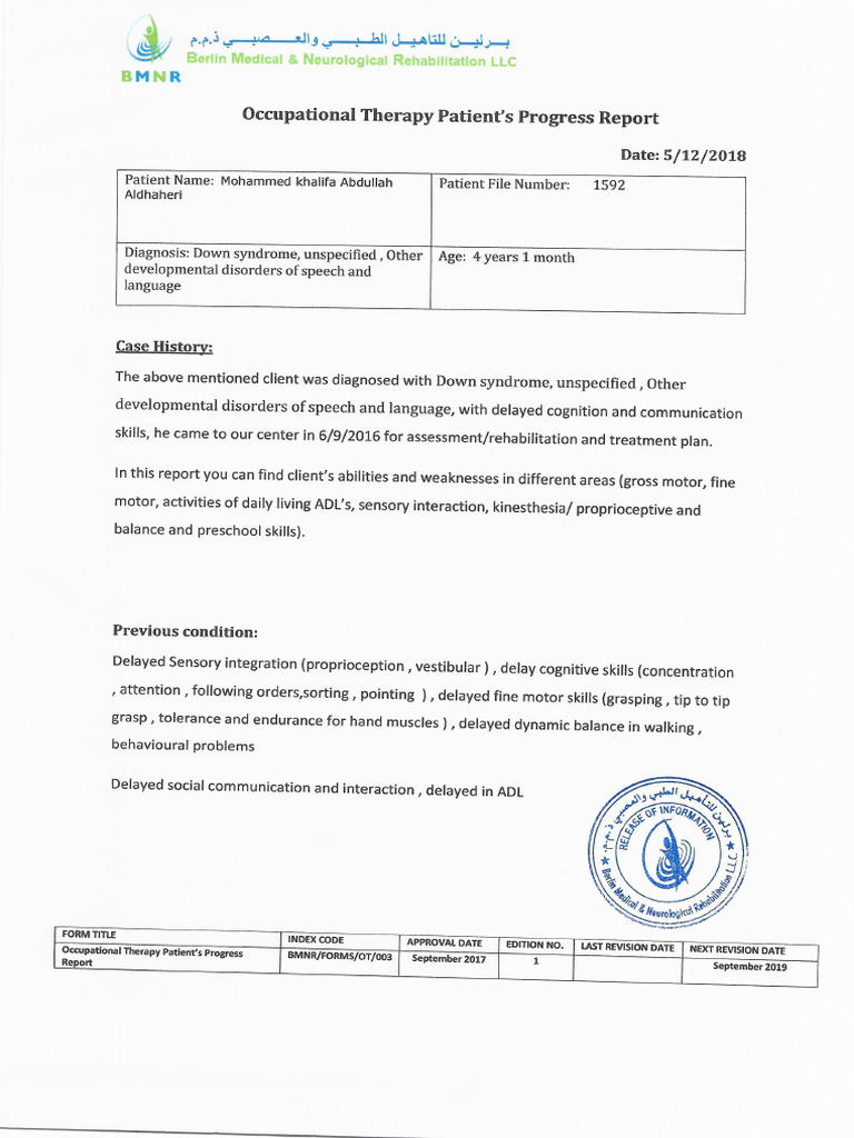 Sub_116_c1_Mohammed Occupational Therapy Progress Report by Berlin ...