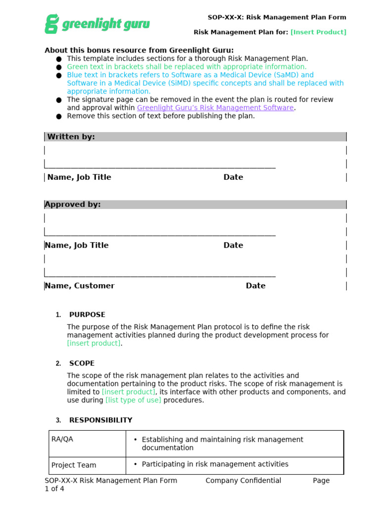 Risk Management Plan Form | PDF | Risk Management | Risk