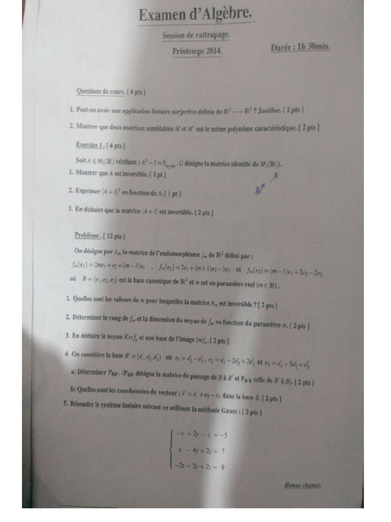 8examens Avec Corrigés Algèbre 1 PDF | PDF