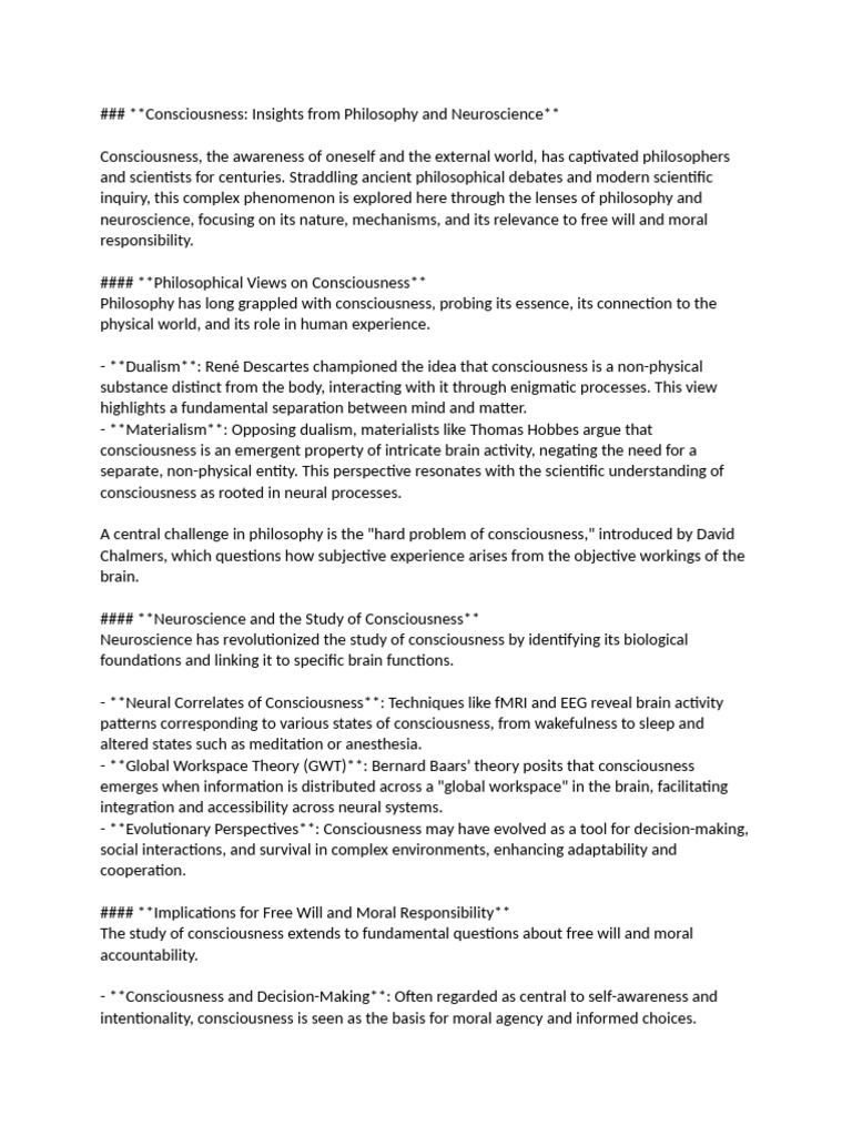 Exploring The Concept of Consciousness in Philosophy and Neuroscience 8 ...