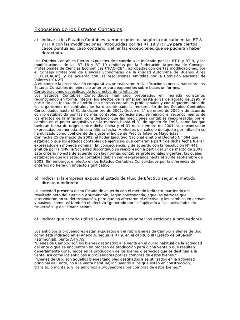 TP de Patrimonial - Exposición de Los Estados Contables | PDF | Contabilidad | Inflación