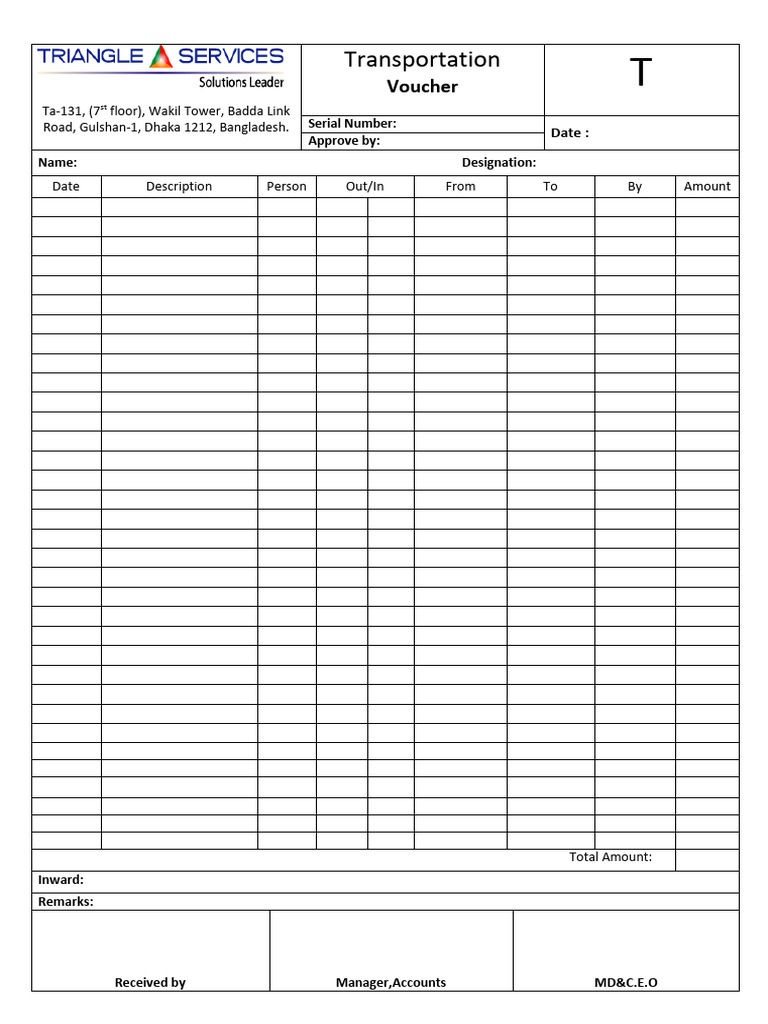 Transportation Voucher Template | PDF