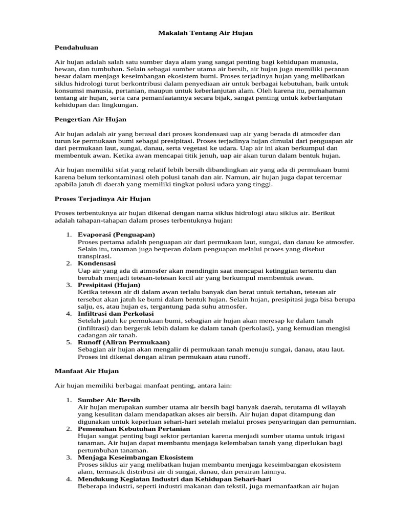 Makalah Tentang Air Hujan | PDF