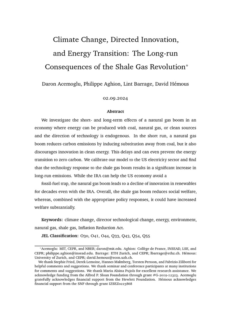 Climate Change, Directed Innovation, and Energy Transistion - The Long ...