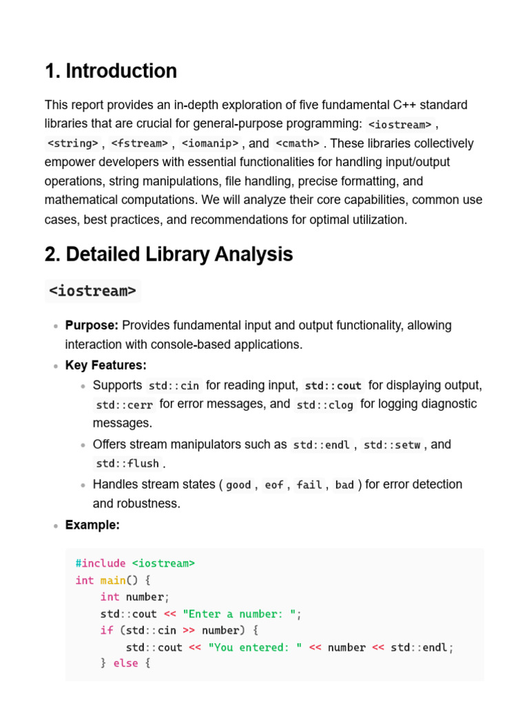 Comprehensive Research Report For CPP Libraries | PDF | String (Computer Science) | Information ...